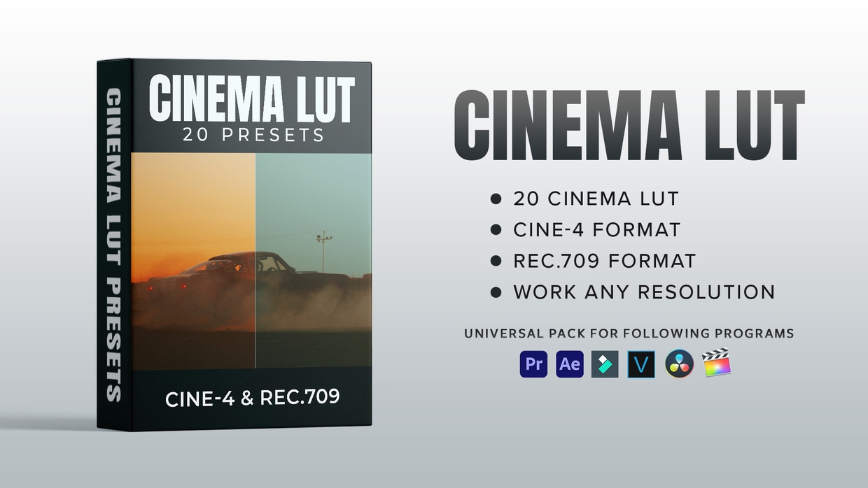20 Cinema LUT Presets Pack Standard Version & Sony Cine-4