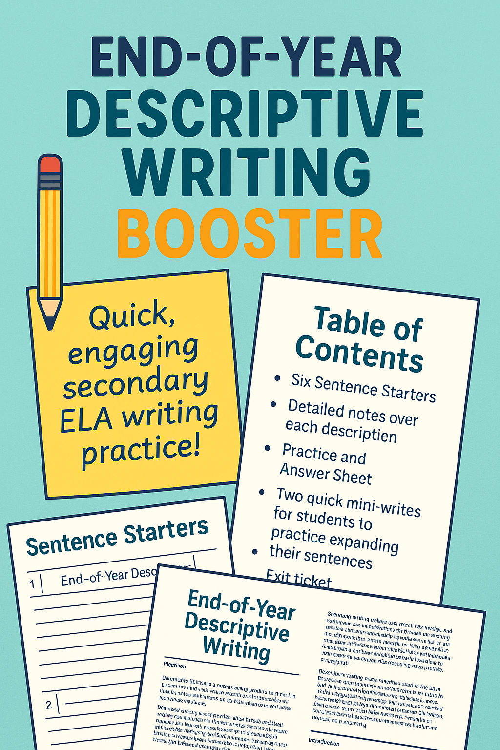 end of year activities secondary ELA, descriptive writing mini lesson ...