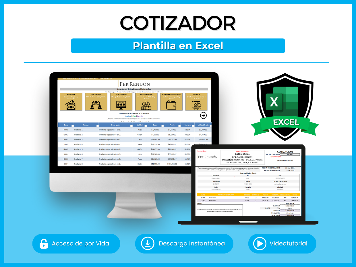 Costeo de Menú Excel | $MXN