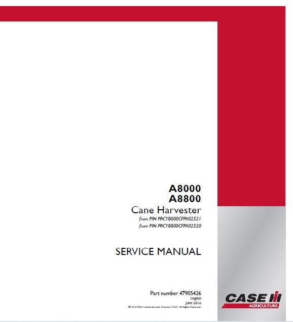 CASE IH A8000 A8800 Cane Harvester FPT engine TIER 3