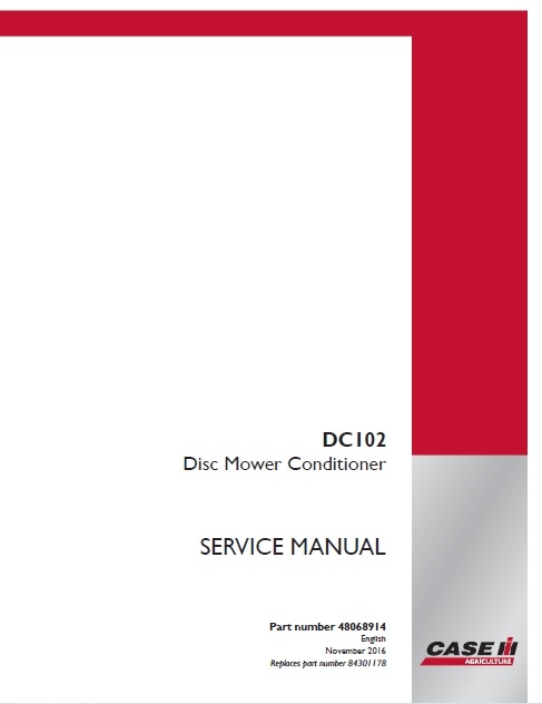Case IH DC102 Disc Mower Conditioner service repair manual (p. nb. 48068914)