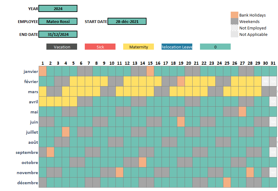 Staff Attendance Tracker - Excel Free Template