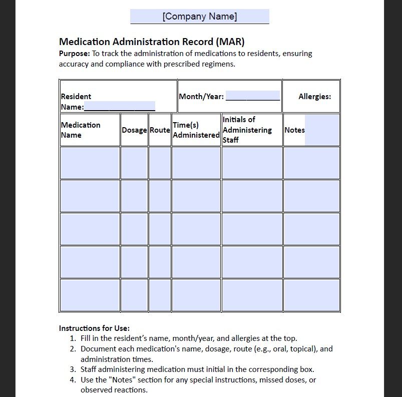 Medication Administration Record (MAR)