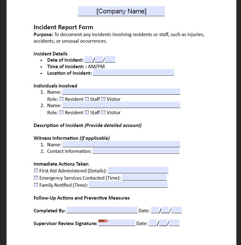 Assisted Living Forms