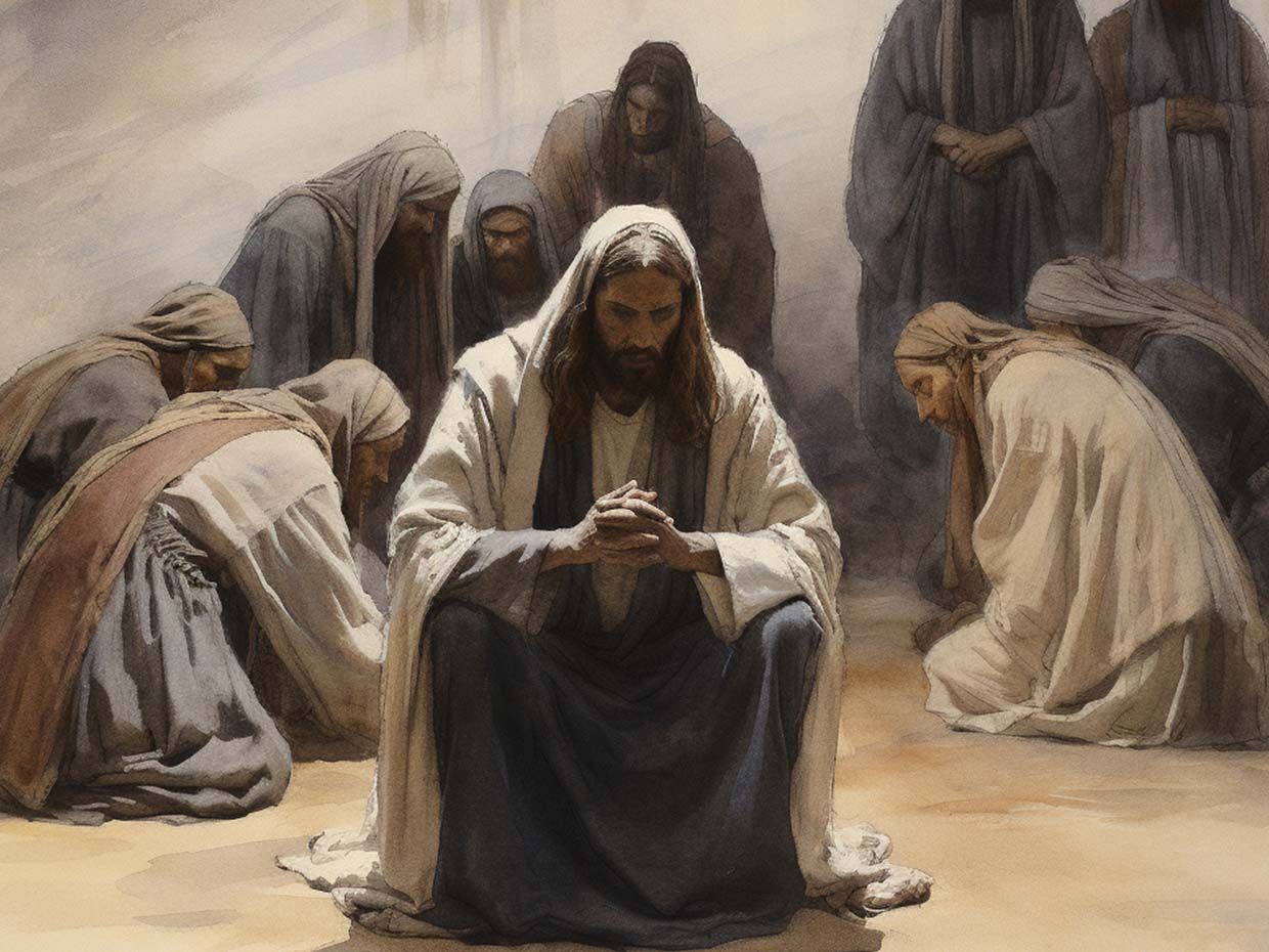 Jesus Praying with Disciples