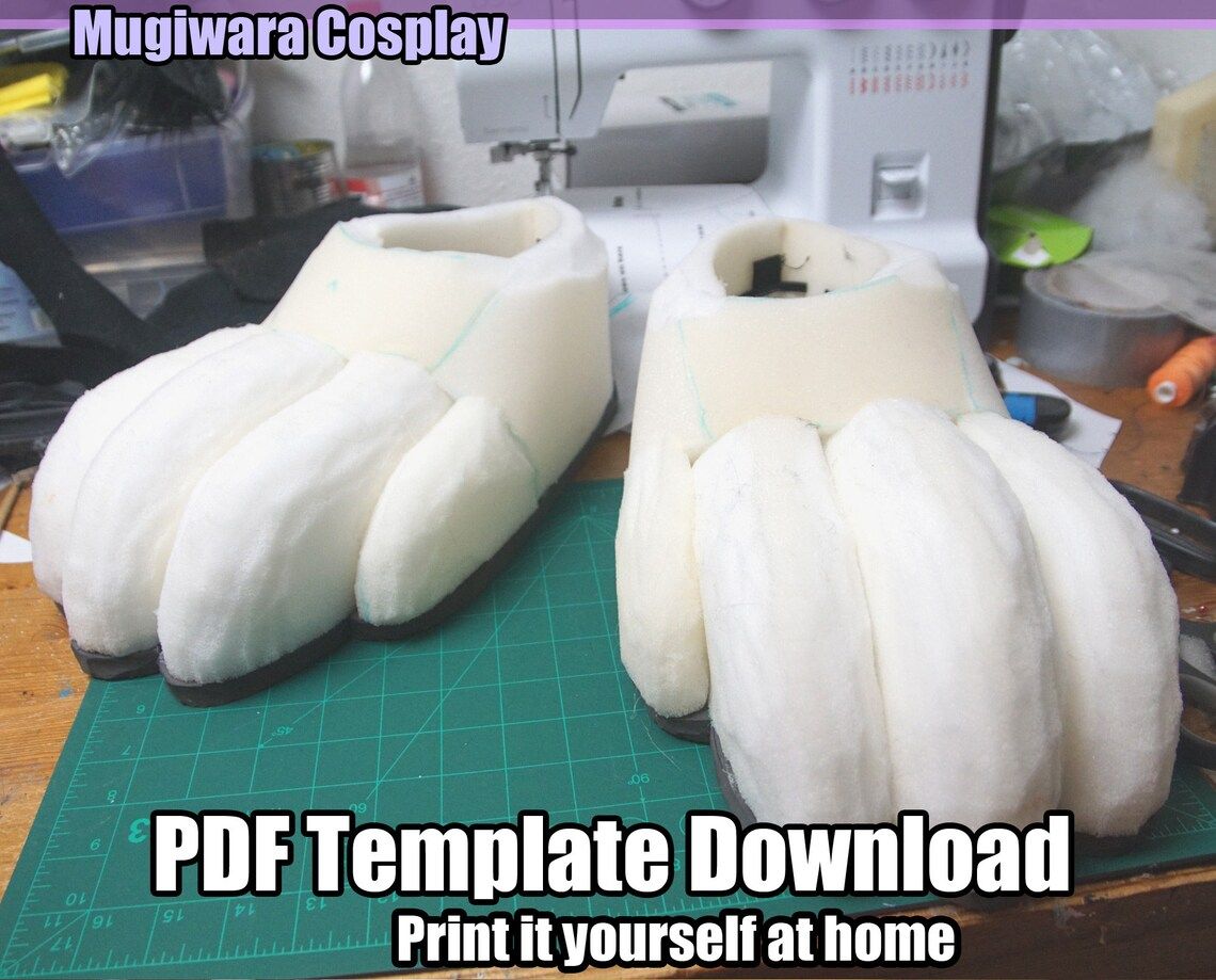 DIGITAL Sergal Foam Feet Base Template for Fursuits - PDF Download