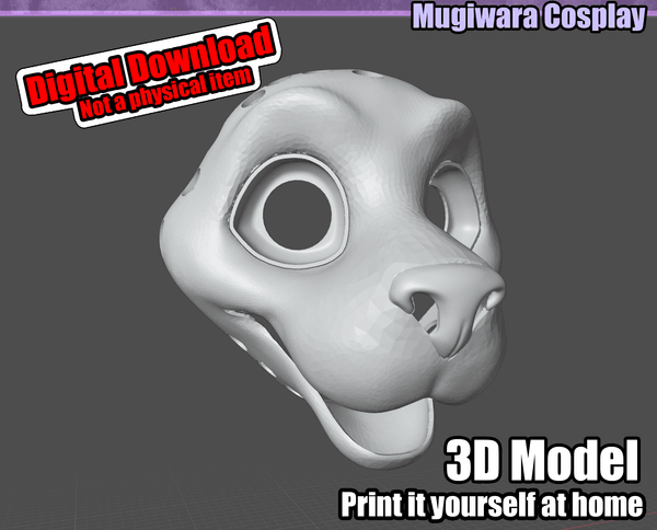 Big Cat 3D-model STL Fursuit Head Base for 3D-printing