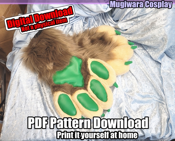 DIGITAL Puffy Hand Paw Pattern for Fursuits - New Vers