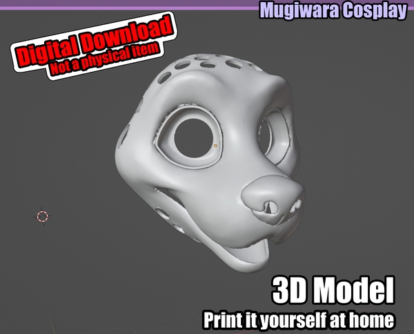 Canine 3D-model STL Fursuit Head Base for 3D-printing