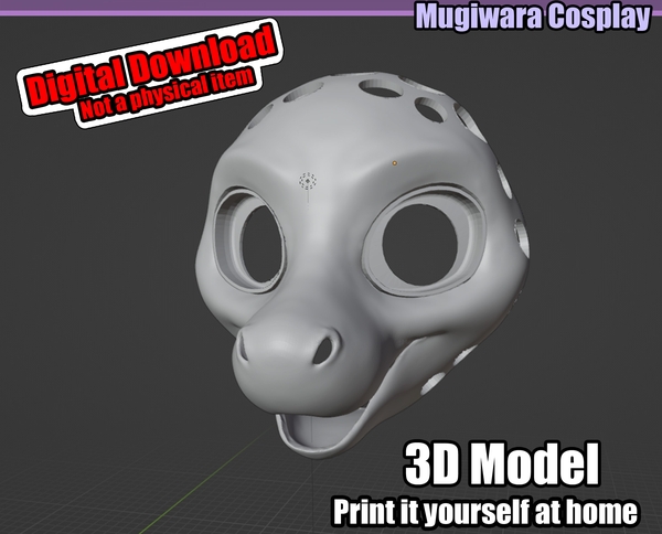 Kemono Dragon 3D-model STL Fursuit Head Base for 3D-pr