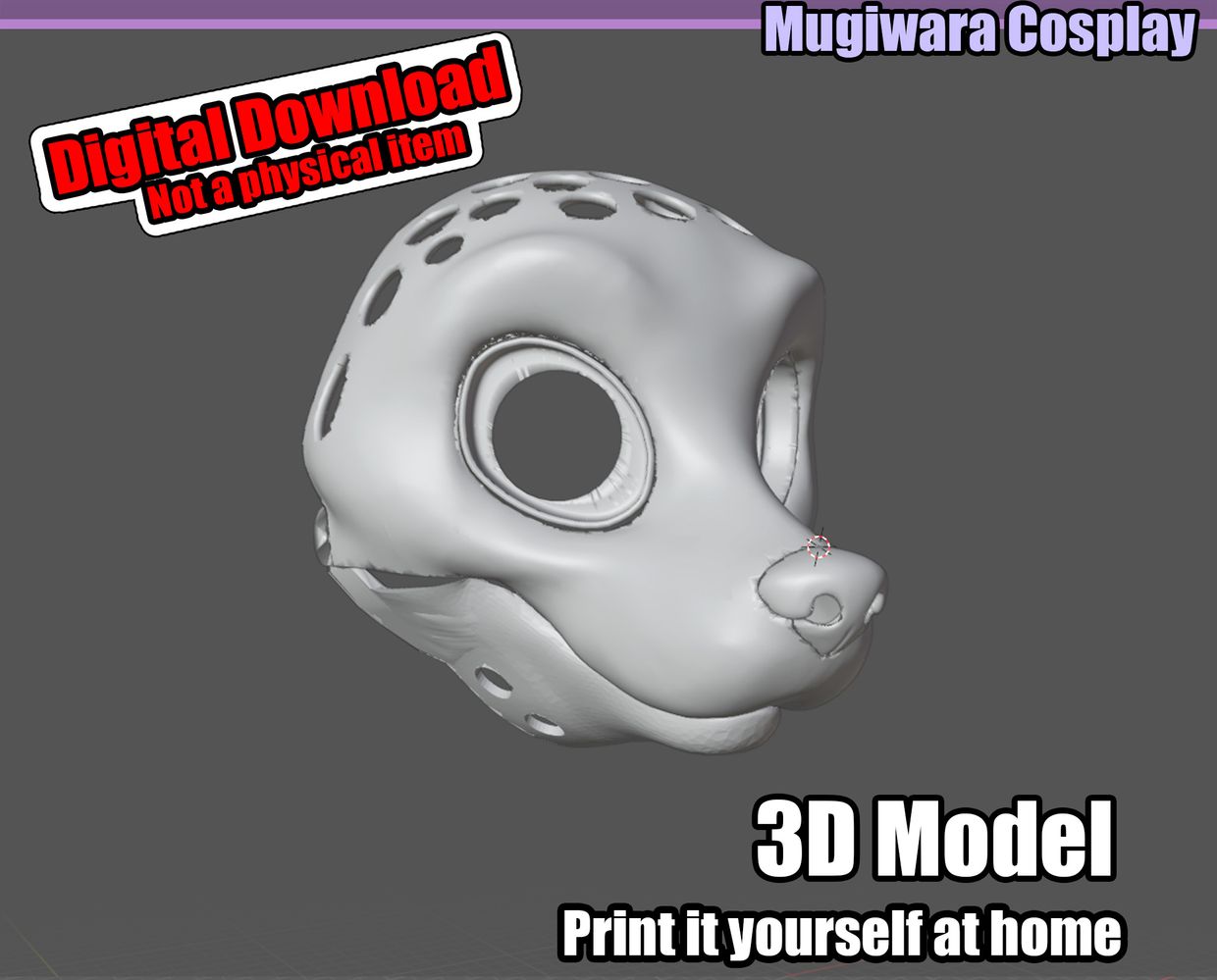 Fox With Moving Jaw 3D-model STL Fursuit Head Base for 3D-printing