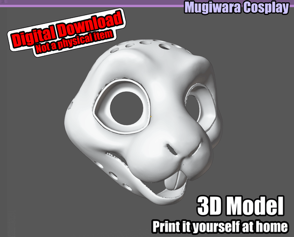Bunny 3D-model STL Fursuit Head Base for 3D-printing