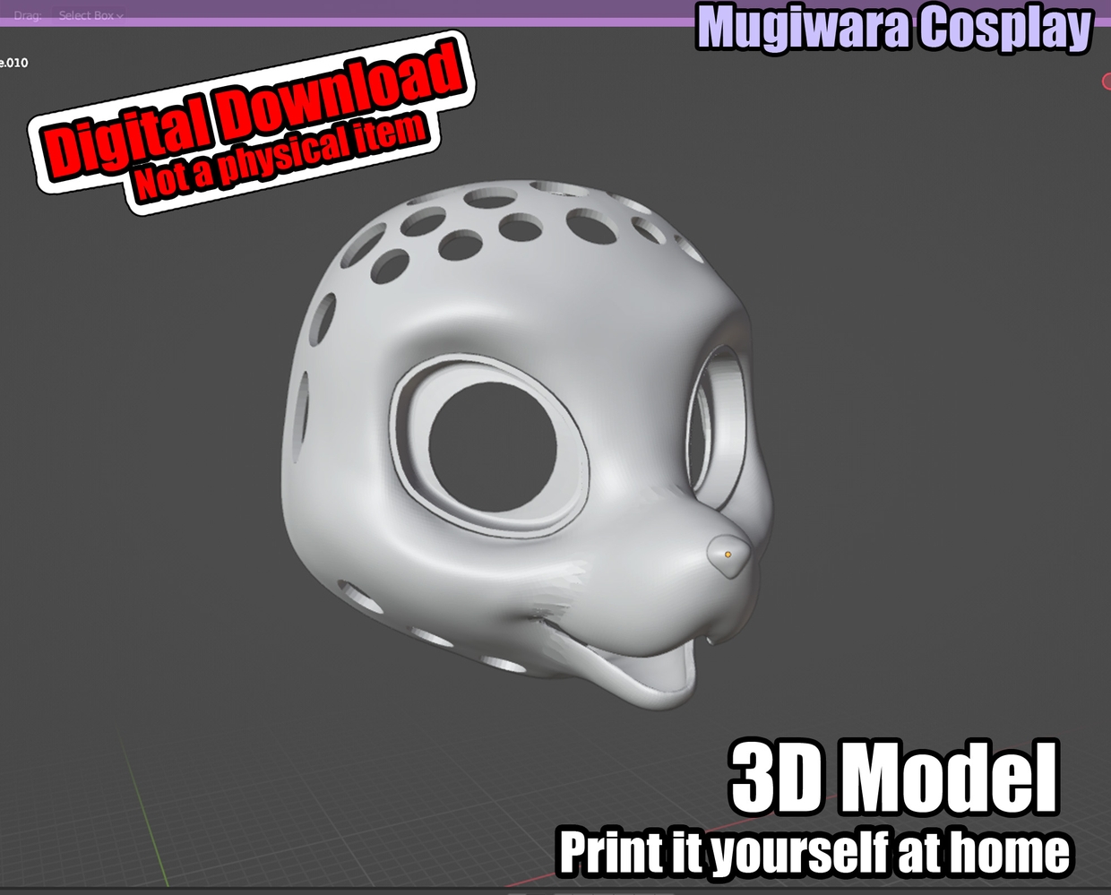 Kemono Fox 3D-model STL Fursuit Head Base for 3D-printing