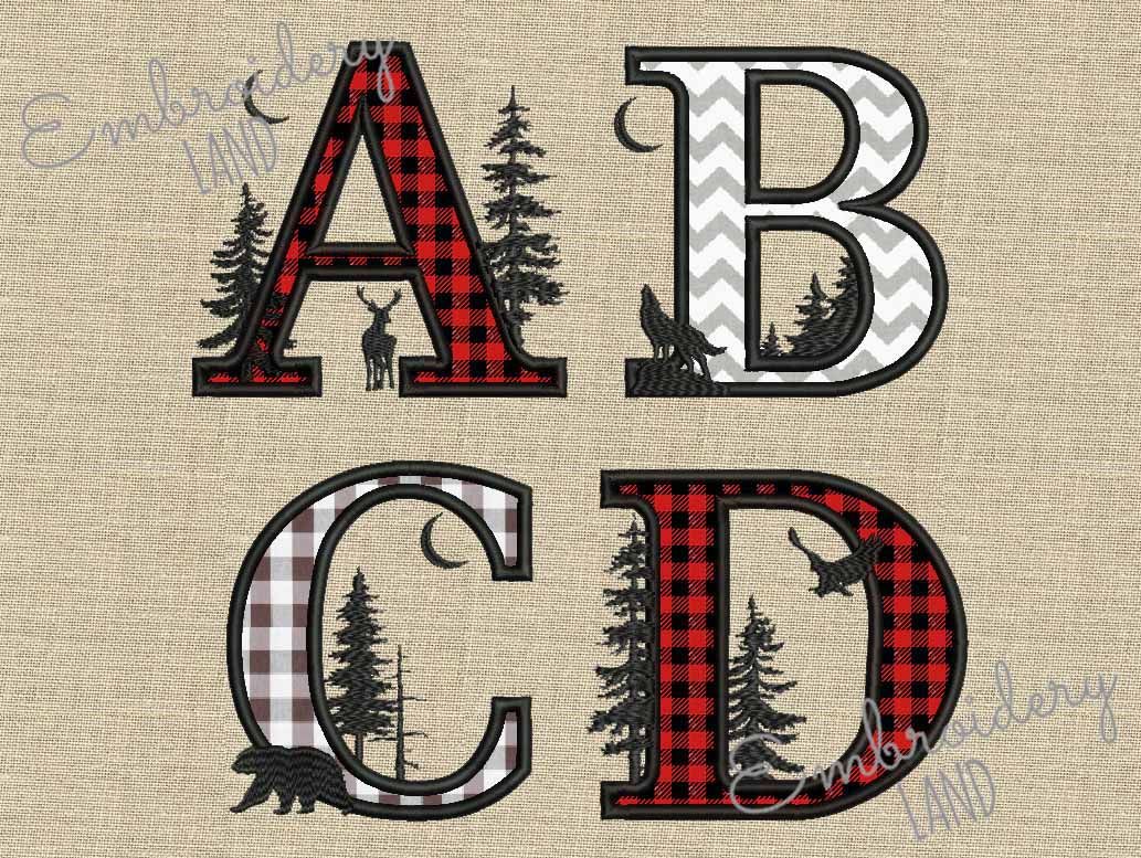 Buffalo SATIN stitch Machine Embroidery Applique Alphabet 6 sizes AL092