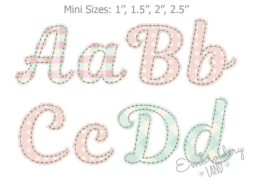 Free Edge "Ella" Font for Machine Embroidery Applique Raggy Alphabet 1 ...