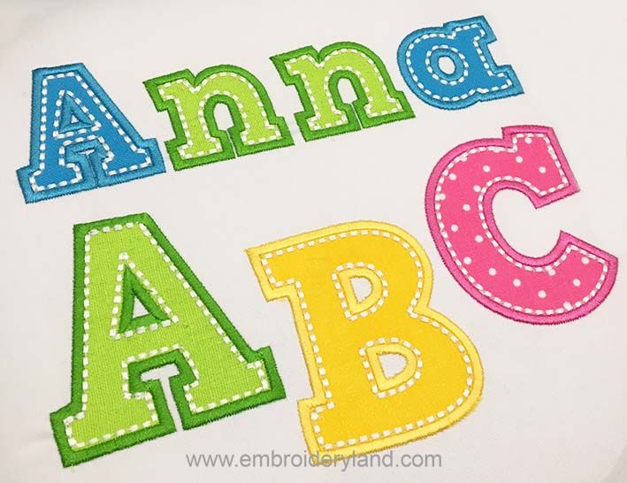 H-Stitch Applique Alphabet Machine Embroidery Font AL023