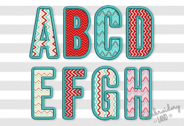 Narrow Applique Alphabet #2 Machine Embroidery Font AL