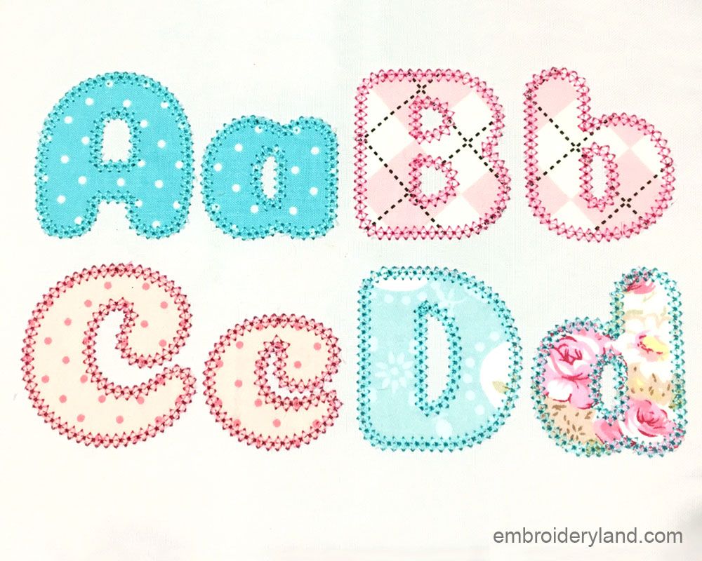 Motif Applique Alphabet Machine Embroidery Font 4 sizes AL035