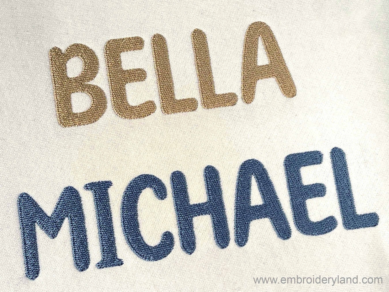 Machine Embroidery Font Filled Embroidery Rounded Step Stitch Alphabet ...