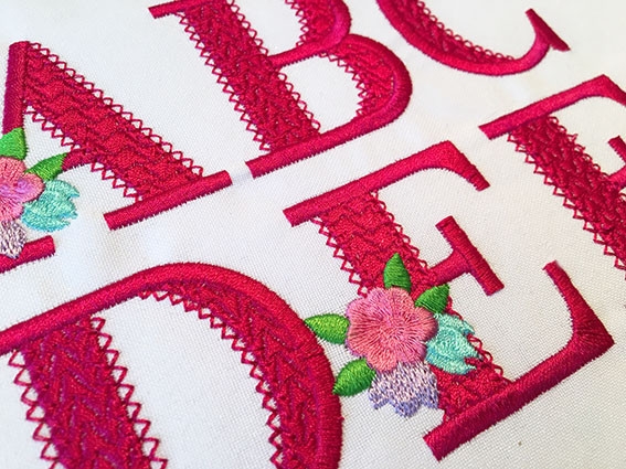 Spring Flower Machine Embroidery Font AL033