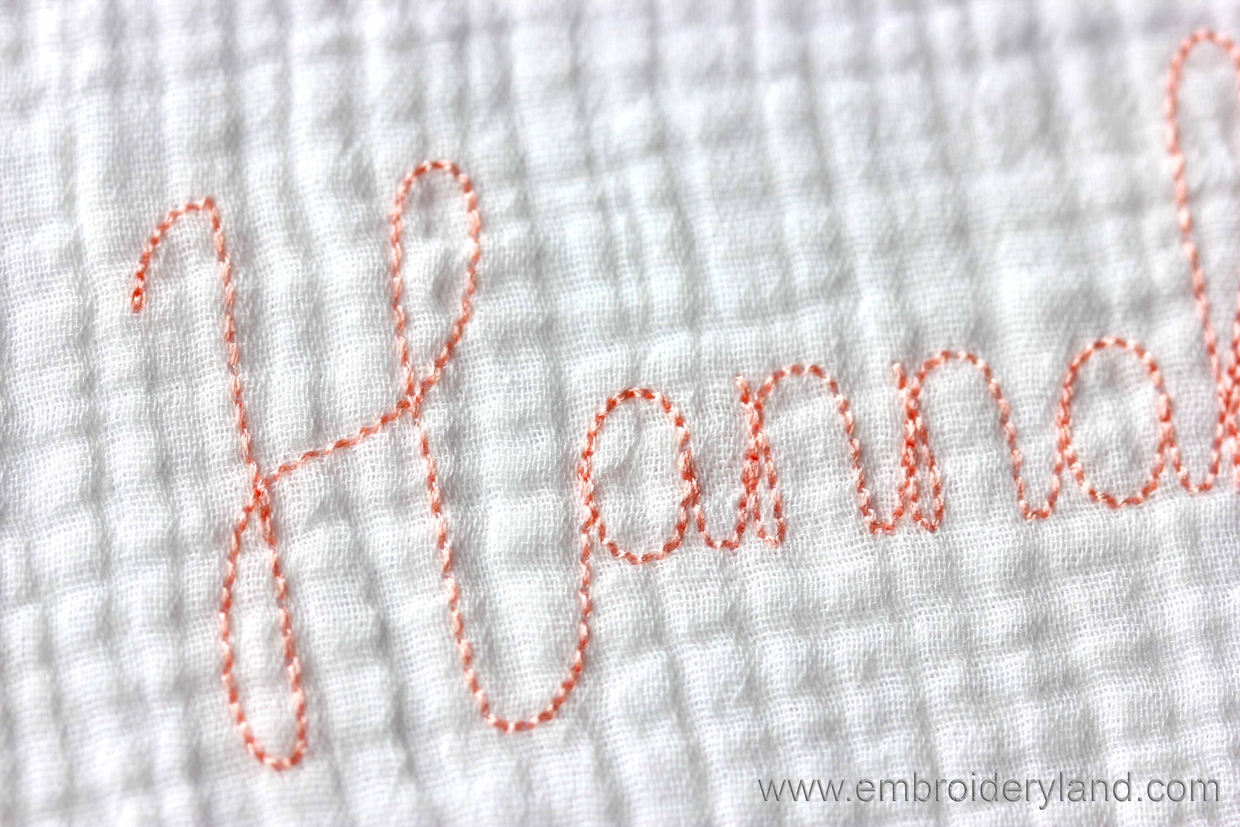 Bean Script Font Machine Embroidery Alphabet 6 sizes: 0.75", 1", 1.25 ...