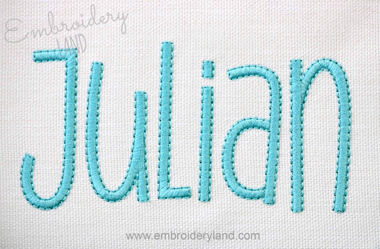 Narrow Satin Outline Machine Embroidery Font Tall Alphabet 6 sizes AL136