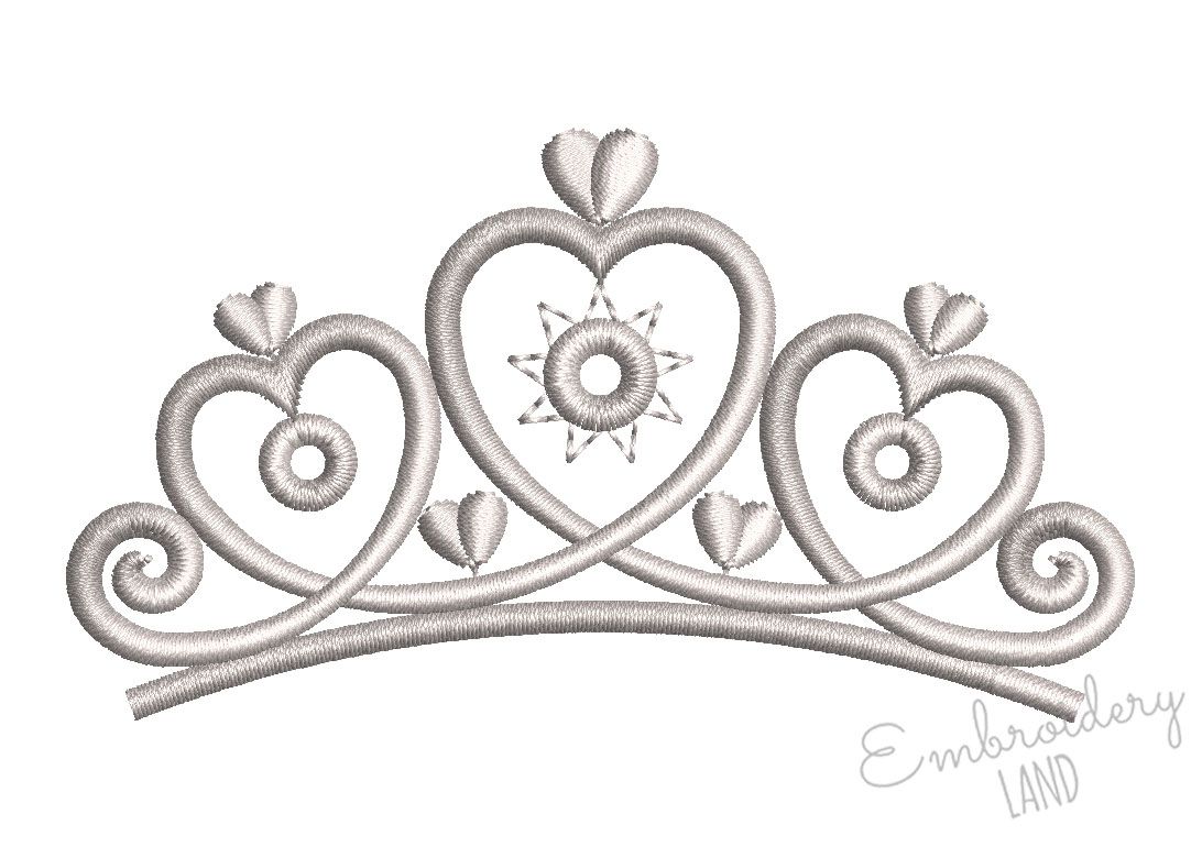 Heart Tiara Machine Embroidery Design VA008