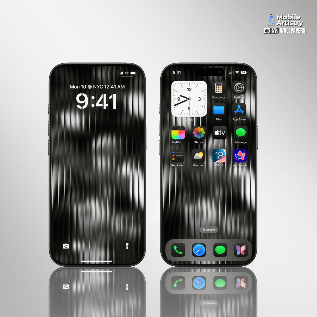 Black Ribbed Glass Texture Phone Wallpaper for iPhone & Android ...