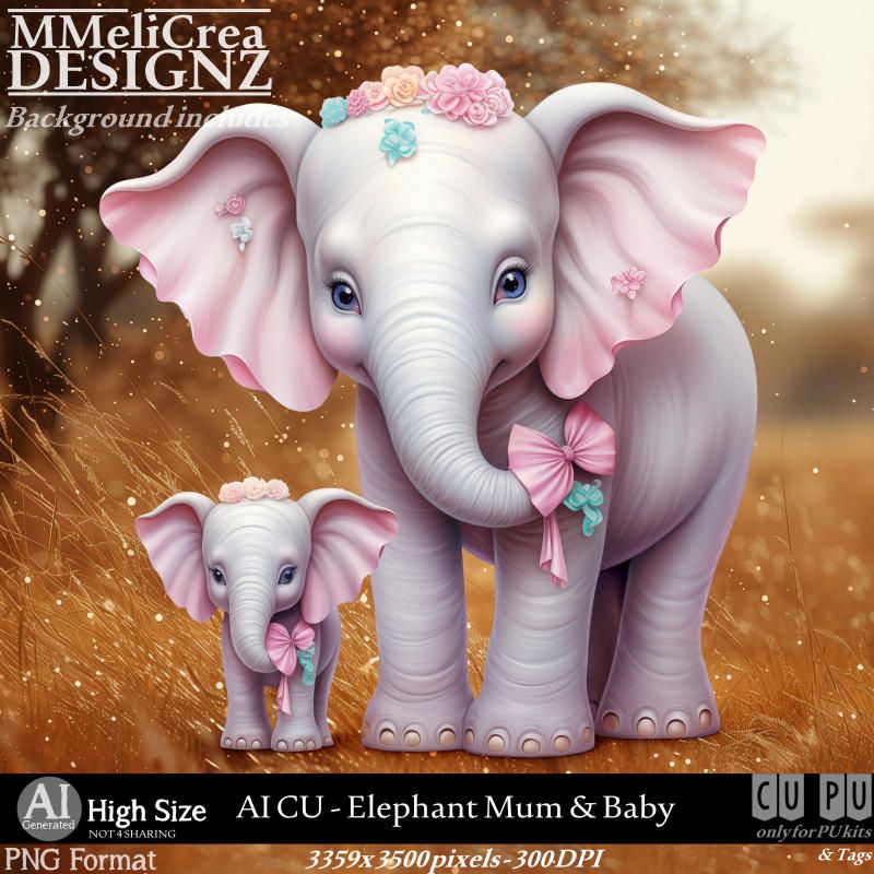 MMD - AI - CU Elephant Mum & Baby