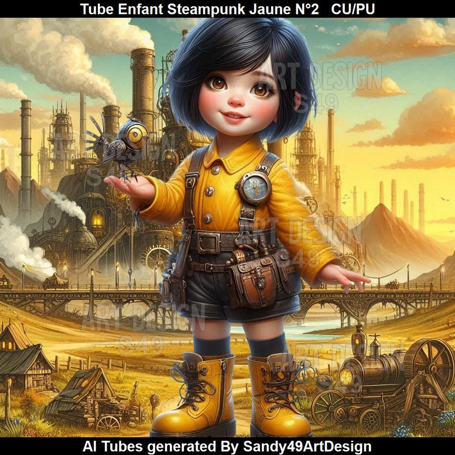 SAD - Tube Enfant Steampunk Jaune N°2