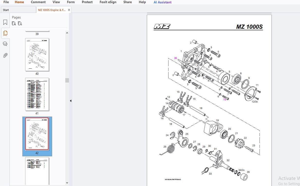 MZ 1000S Engine & Frame Work Parts Manual - PDF DOWNLOAD