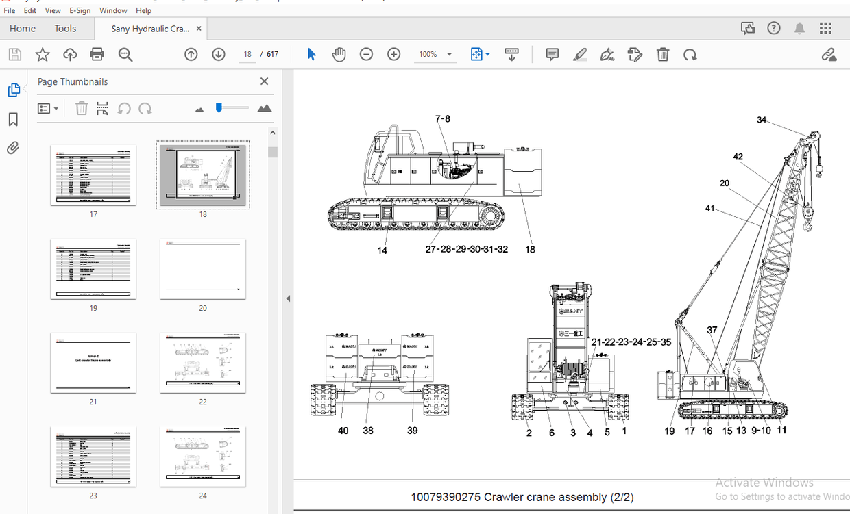 Sany SCC500E-R1 Crawler Crane Assembly Parts Manual – PDF DOWNLOAD