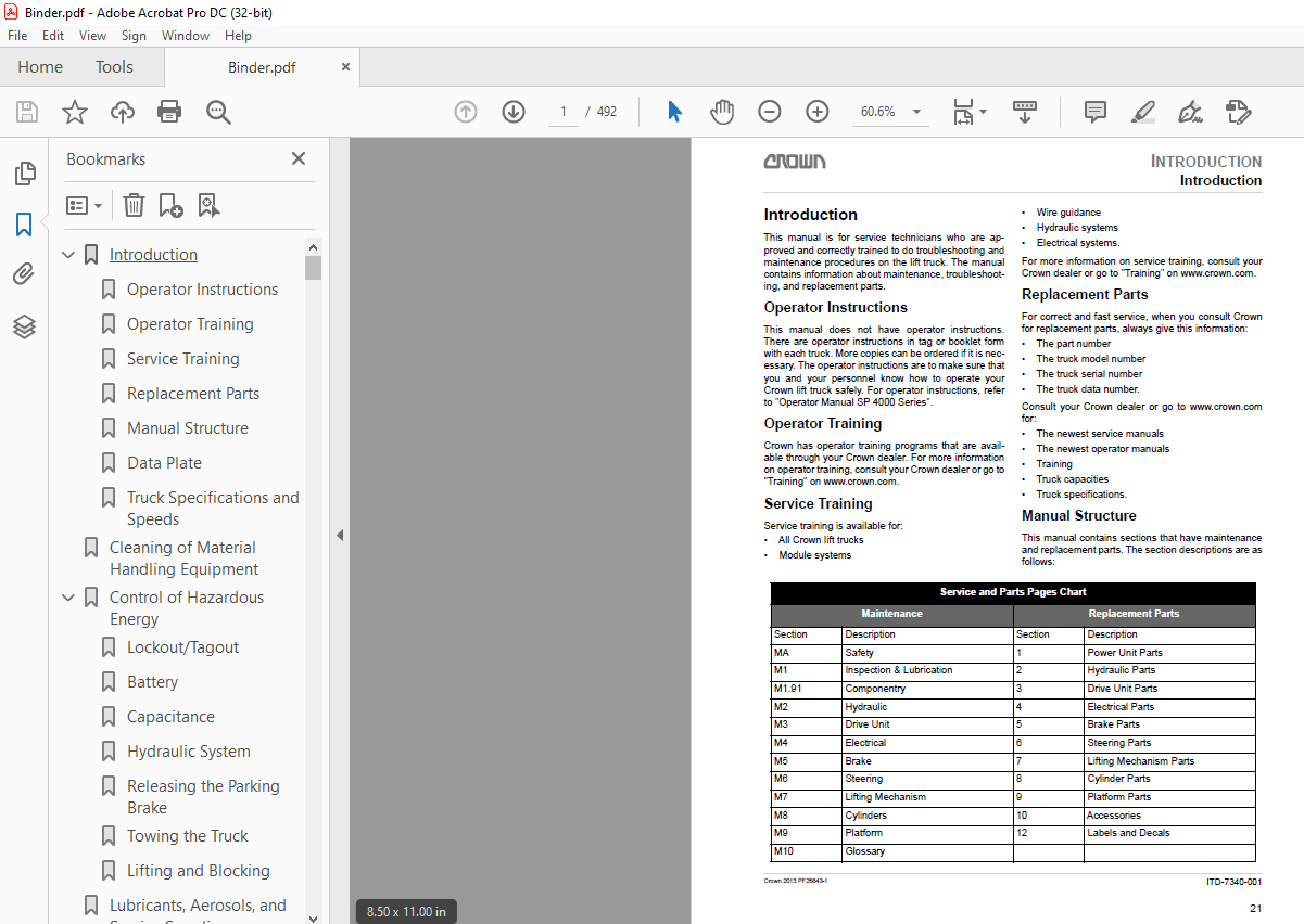 Crown Forklift SP 4000 Series Service Manual – PDF DOWNLOAD