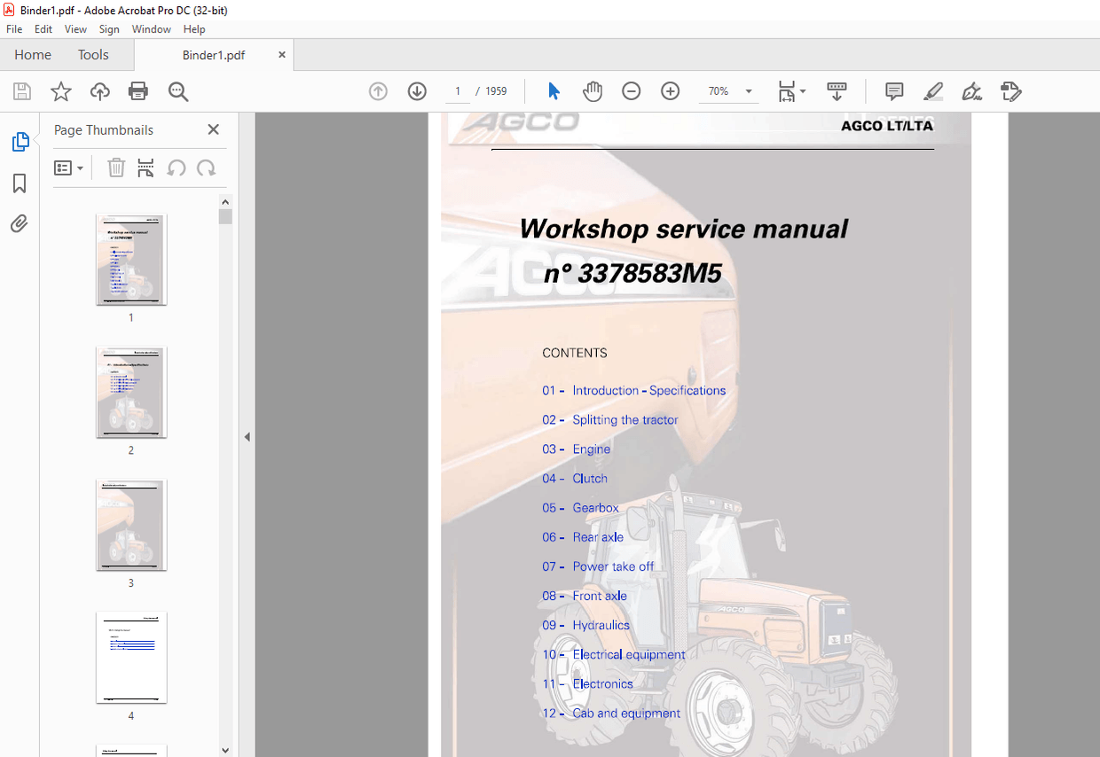 AGCO NA LT LTA Workshop Service Manual 3378583M5 – PDF DOWNLOAD