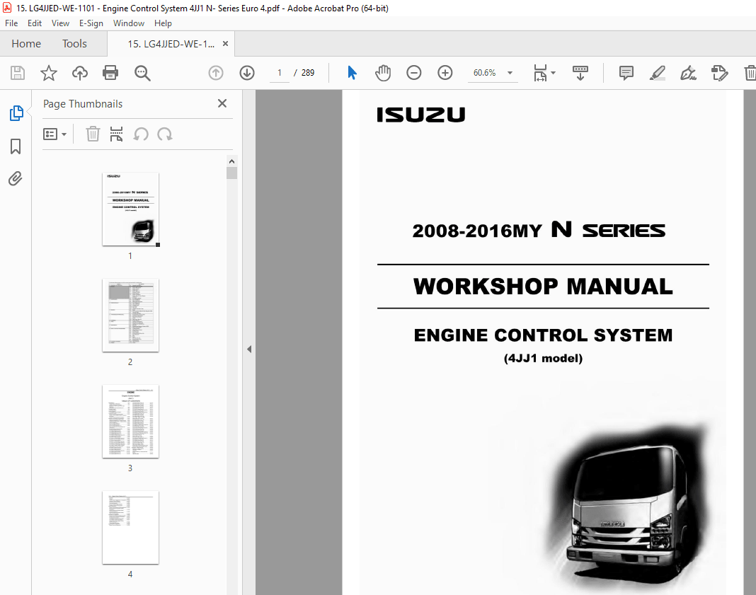 Isuzu 4JJ1 Engine Control System 2008-2016MY N Series Workshop Manual ...