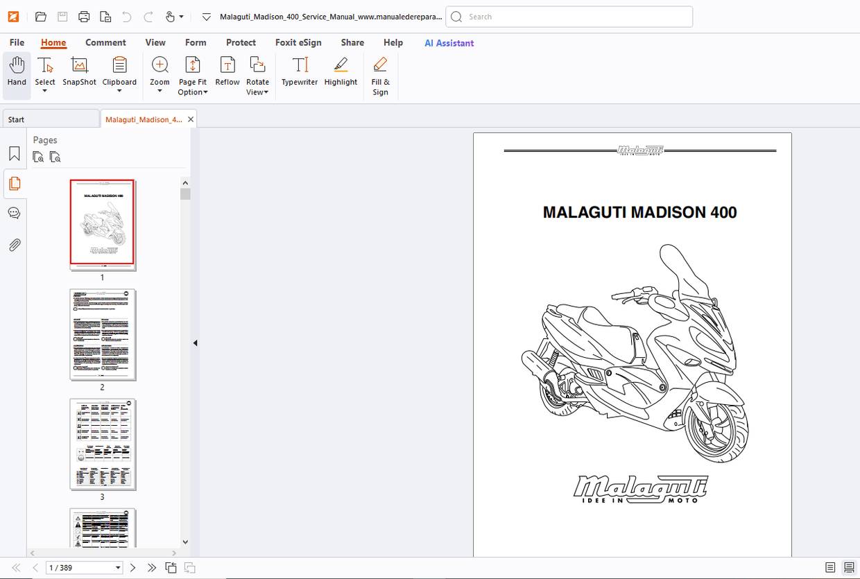 Malaguti Madison 400 Service Manual - PDF DOWNLOAD
