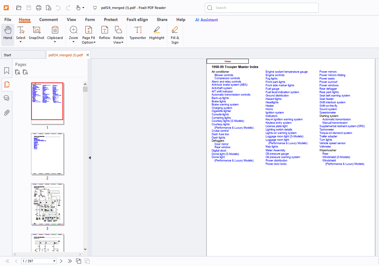Isuzu 1998-1999 Trooper Electrical Troubleshooting Wiring Diagram ...