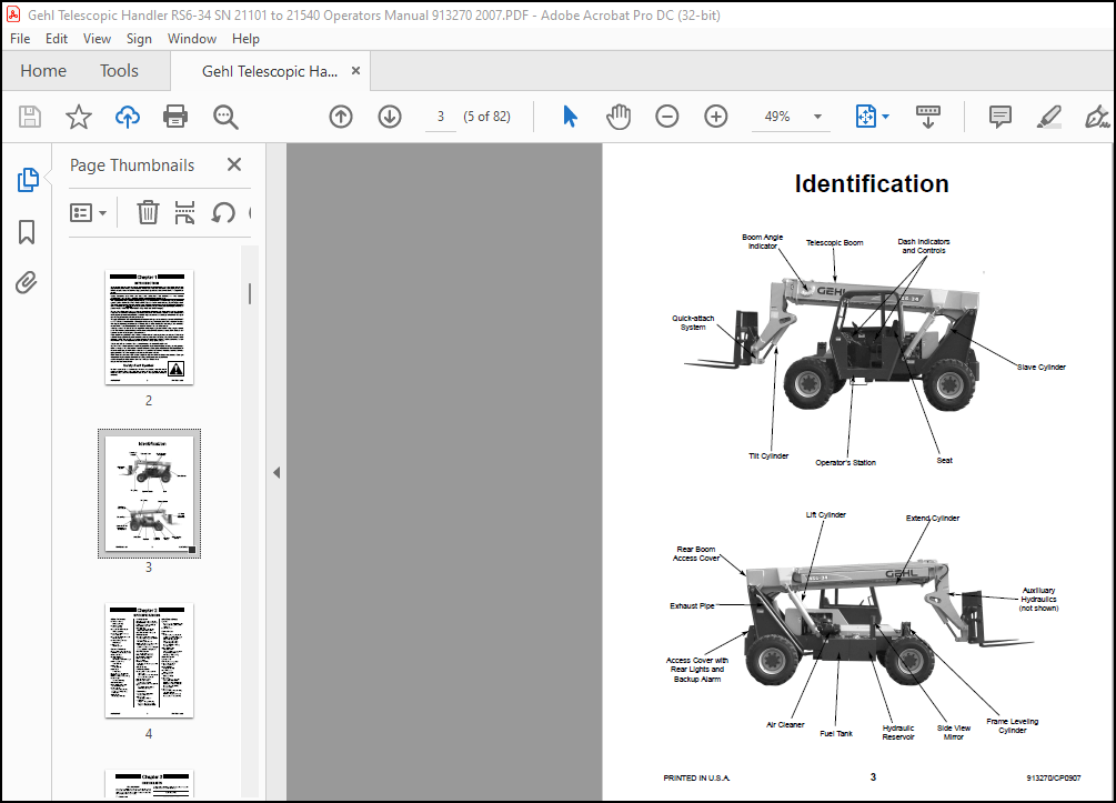 Gehl RS6-34 Telescopic Handler Operator’s Manual 913270 – PDF DOWNLOAD