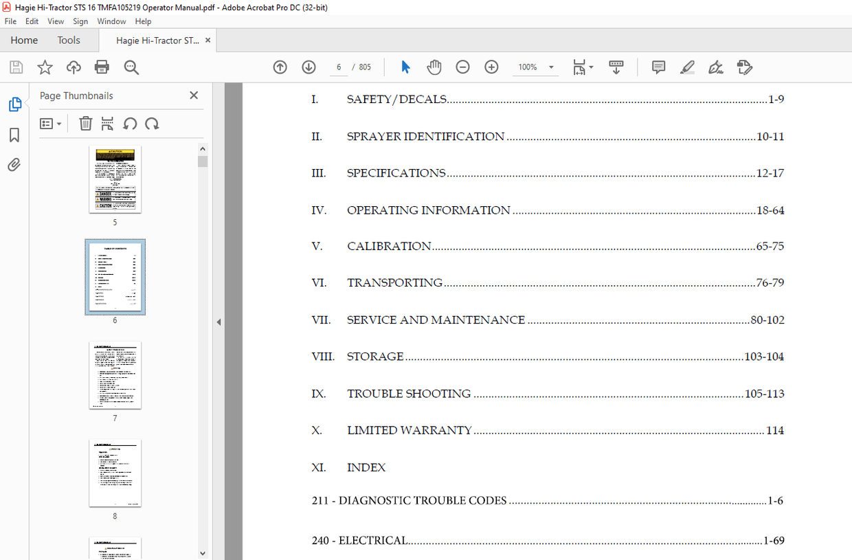 Hagie Hi-Tractor STS 16 Sprayer Operator’s Manual 493425 – PDF DOWNLOAD