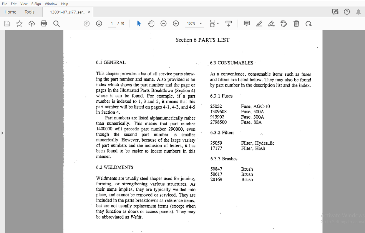 Drexel SL77 Swingmast lift Truck Parts Manual 13001-07 (Section 6) – PDF DOWNLOAD