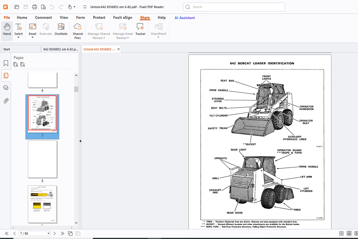Bobcat 642 Operation & Maintenance Manual - PDF DOWNLOAD