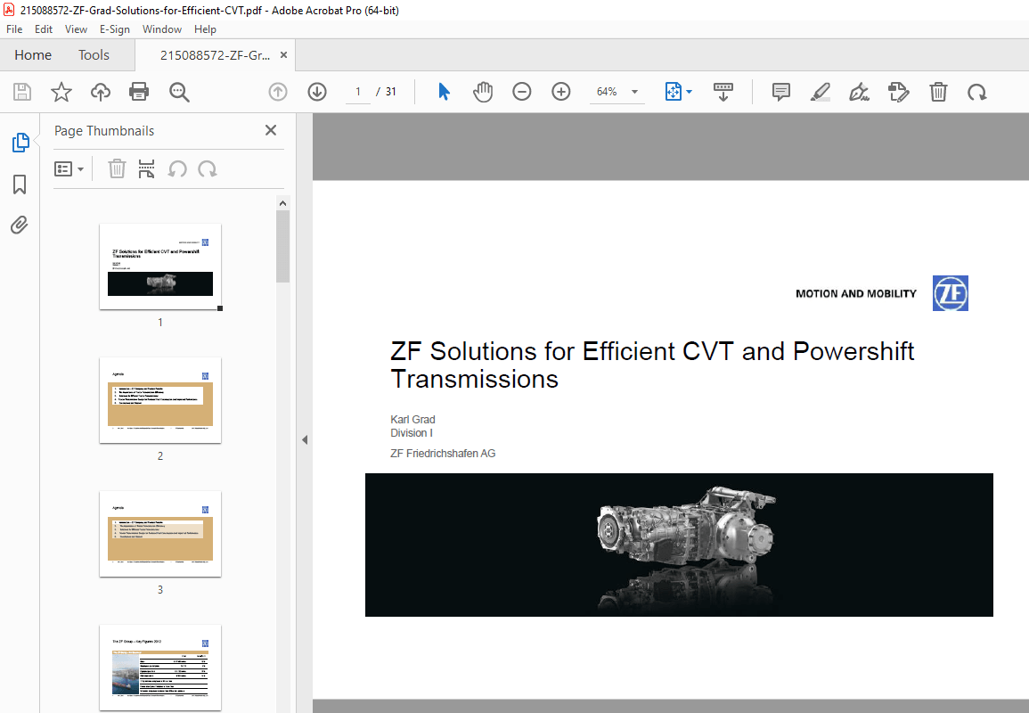 ZF Transmissions Solutions for Efficient CVT & Powershift Manual – PDF ...