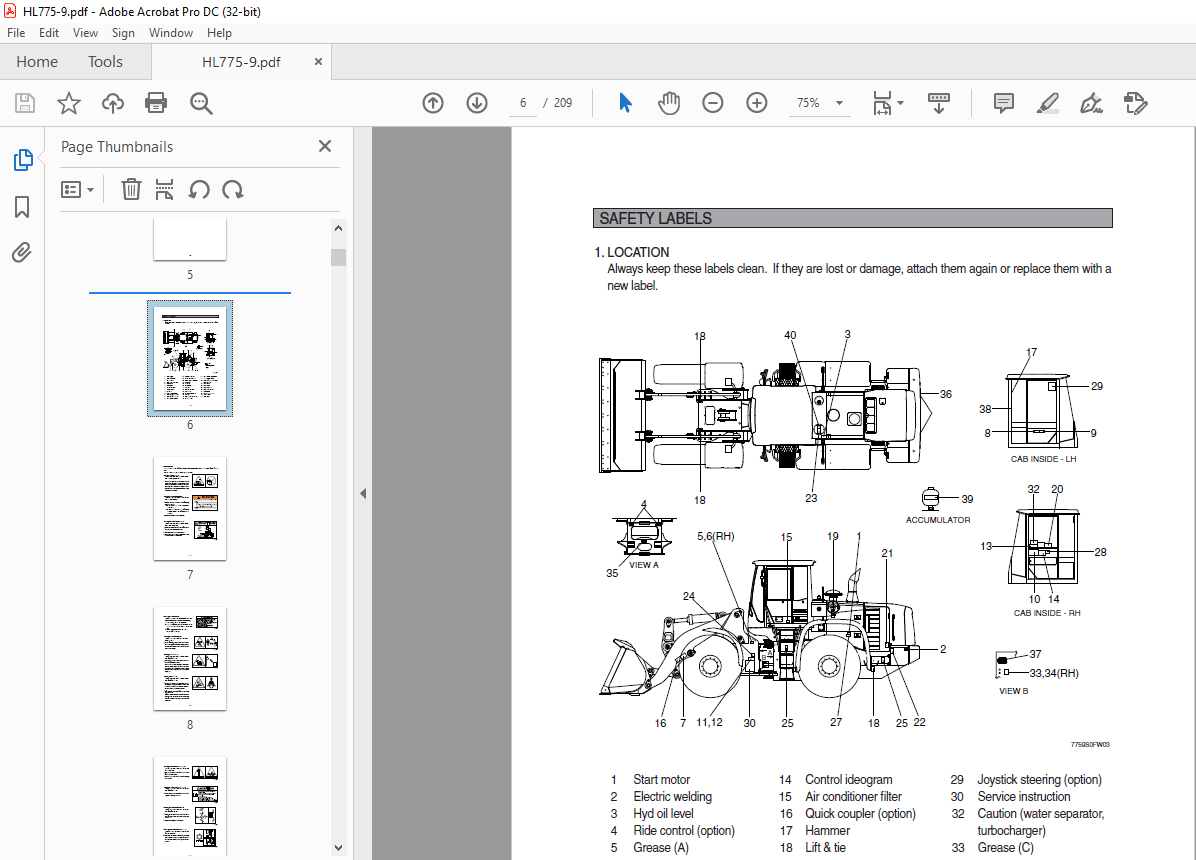 Hyundai HL775-9 Wheel Loader Operator’s Manual 2023 – PDF DOWNLOAD