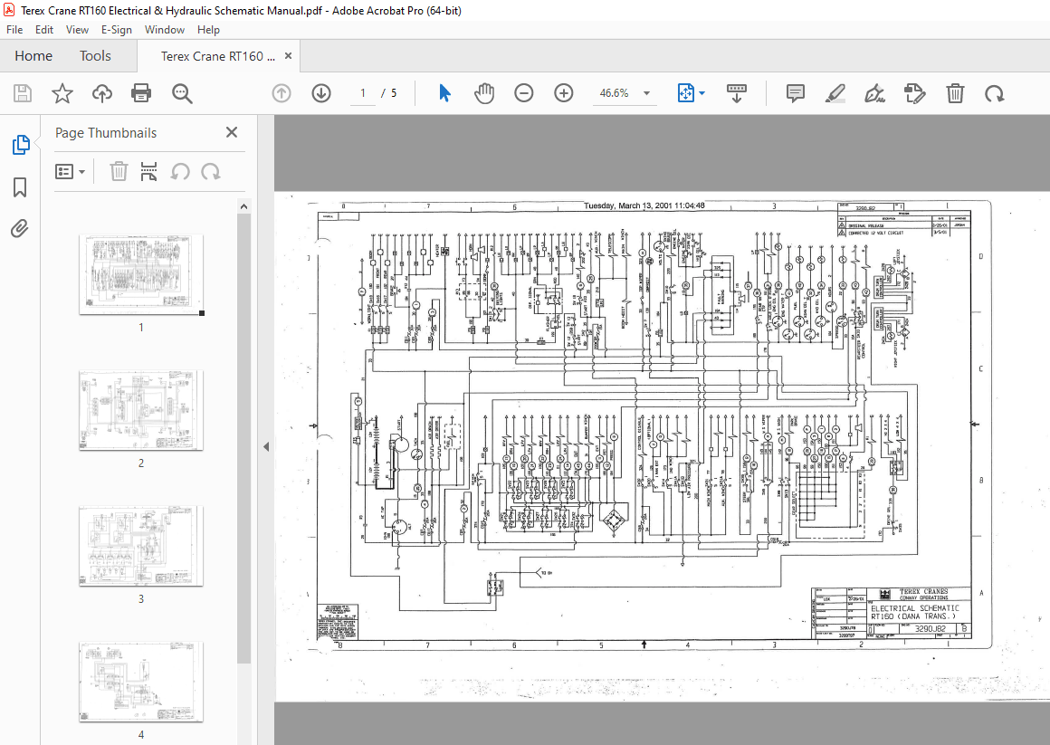 Terex Crane RT160 Electrical & Hydraulic Schematic Manual – PDF DOWNLOAD