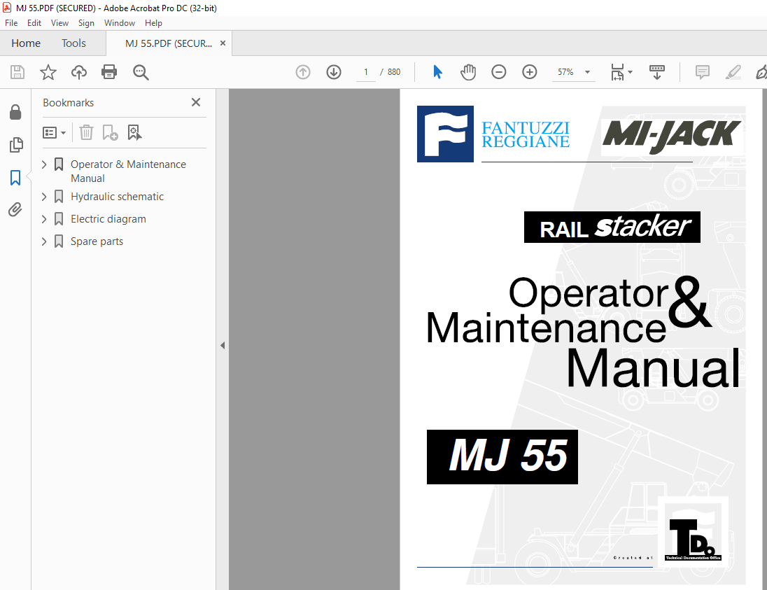 Fantuzzi Reggiane MJ 55 Operator & Parts Manual with Electrical ...