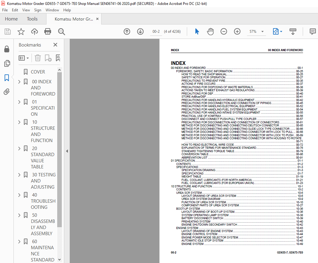 Komatsu GD655-7 GD675-7E0 Motor Grader Shop Manual SEN06741-06 – PDF ...