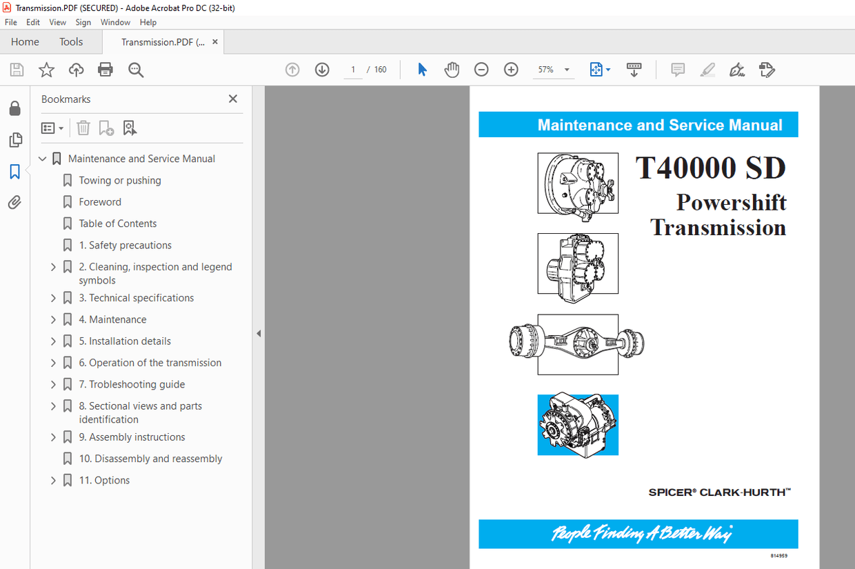 CLARK-HURTH T40000 SD Powershift Transmission Maintenance and Service ...