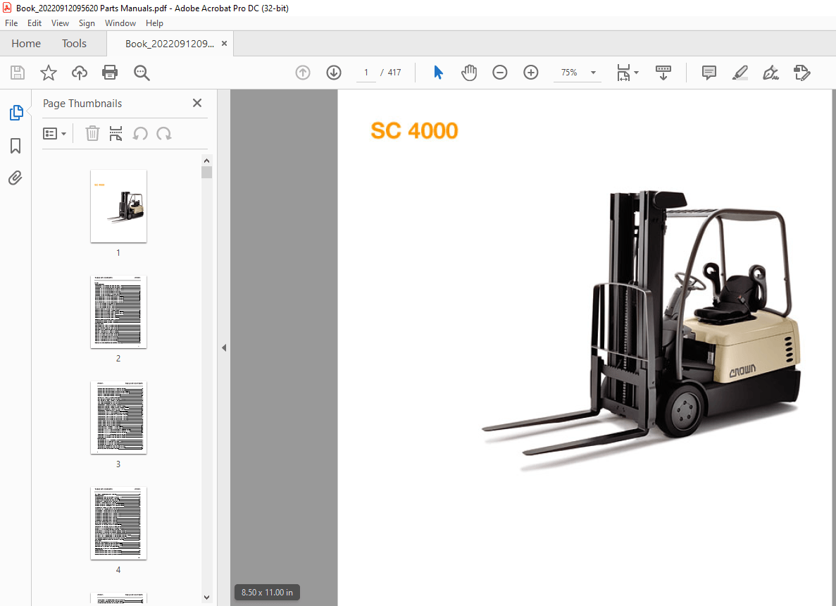 Crown Forklift SC 4000 Parts Manual – PDF DOWNLOAD