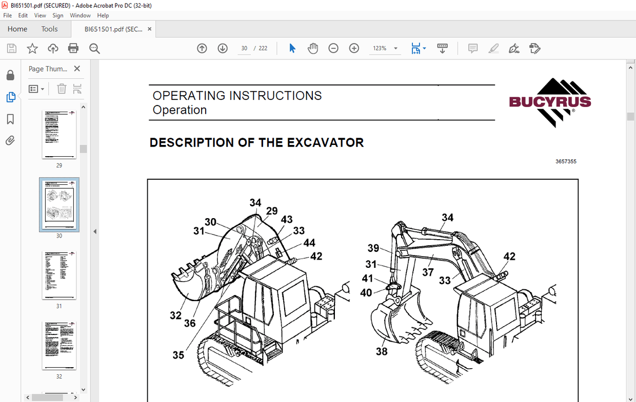 CAT Bucyrus RH 30F Hydraulic Excavator Operating Instructions Manual ...