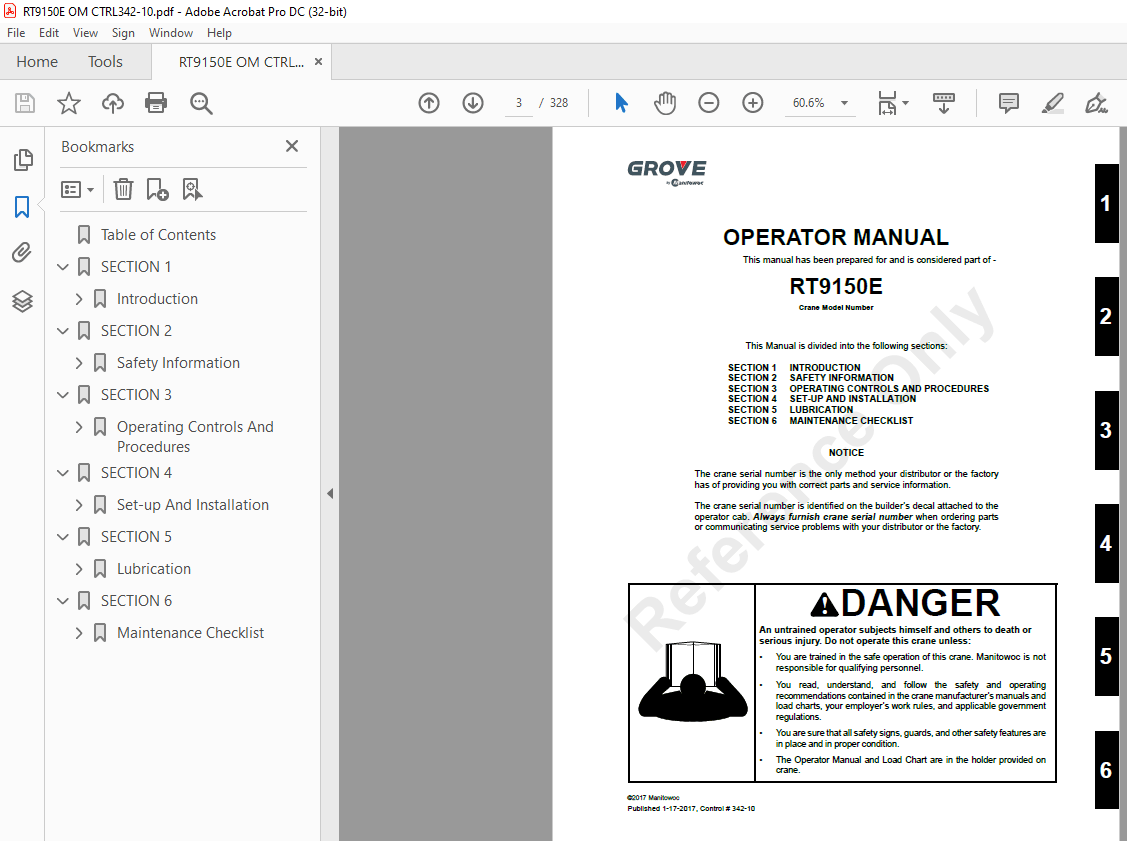 Manitowoc Grove RT9150E Operator Manual - PDF DOWNLOAD